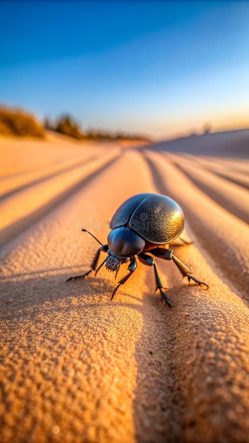 Dung Beetle Bug Walks Desert Stock Illustration - Illustration of cute ...