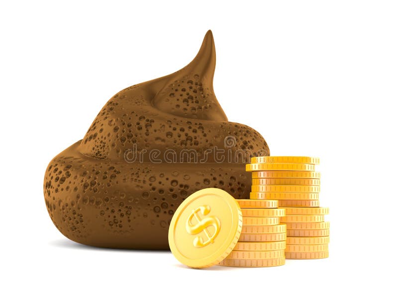Dung poo on stack of money stock illustration. Illustration of ...