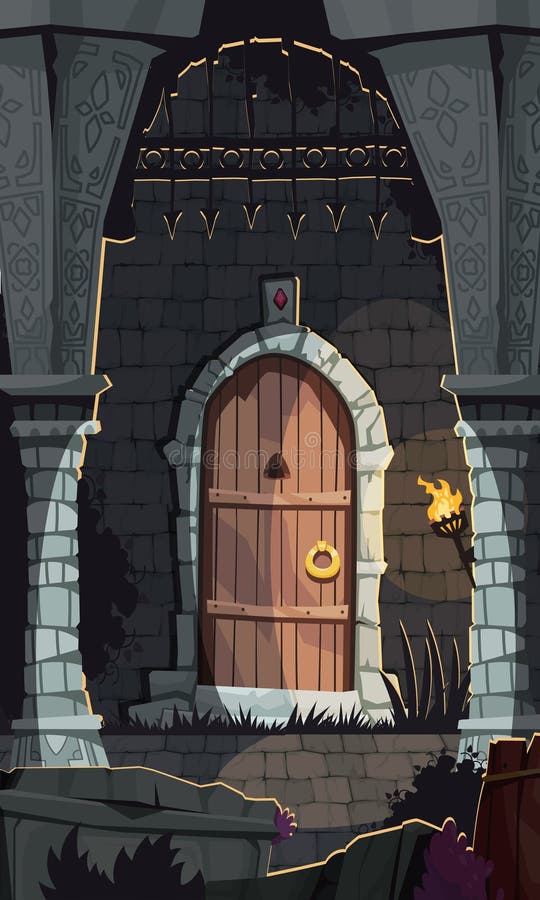 Dungeon Cartoon Poster stock illustration. Illustration of door - 269780152
