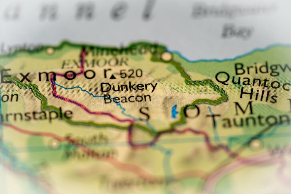 Dunkery Beacon, England Highlighted on a World Map Stock Image - Image ...