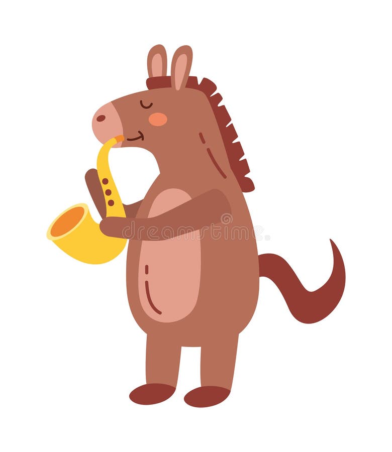 Dunkey playing saxophone stock illustration. Illustration of ...