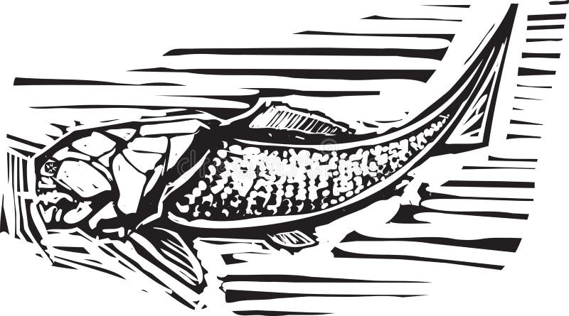 Fish Fossil Drawing