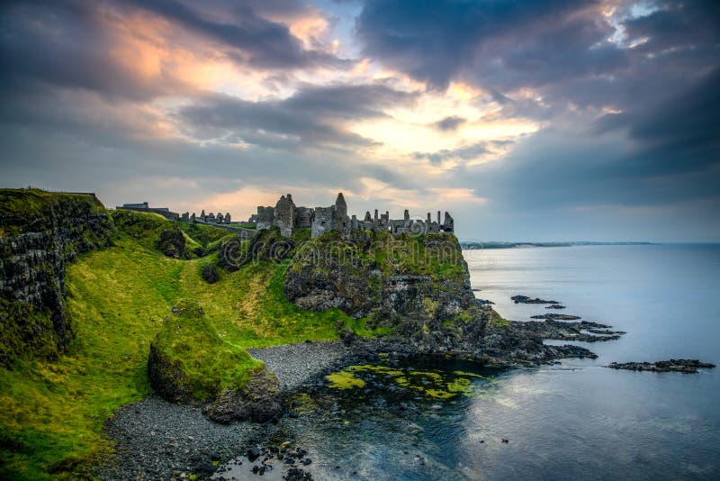 Dunluce Castle Just before Sunset Stock Photo - Image of abandoned ...