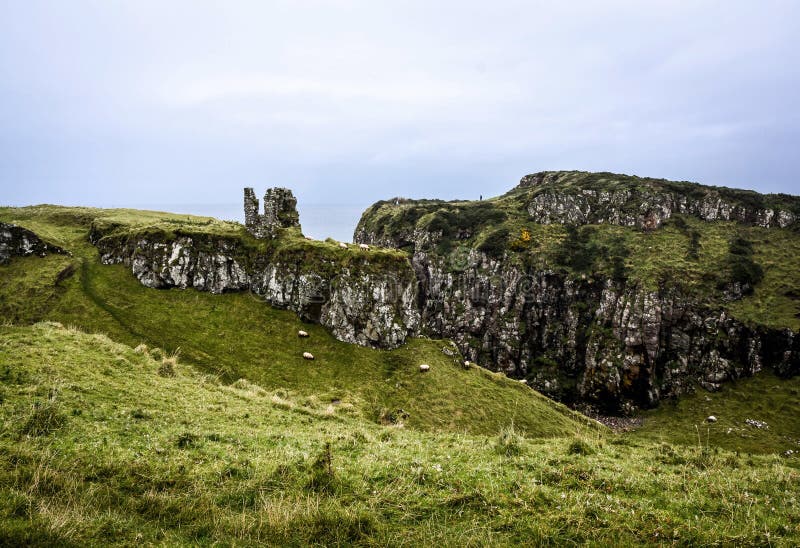 Dunseverick Castle stock photo. Image of hill, beach - 293534344