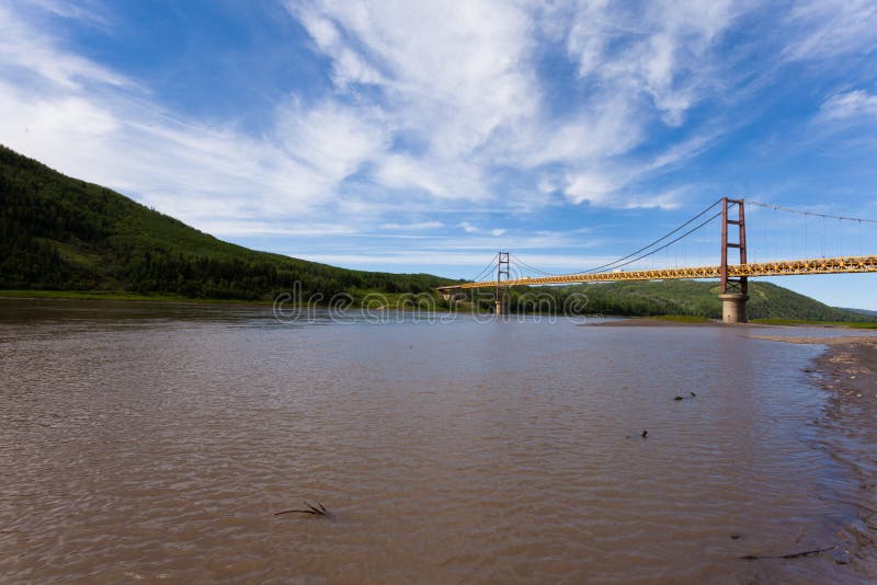 Dunvegan Suspension Bridge Alberta Canada Stock Image - Image of water ...