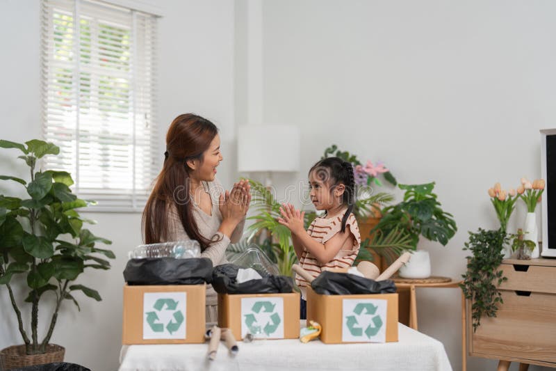 Eco-Consciousness and Family Connection. a Heartfelt Moment between a ...