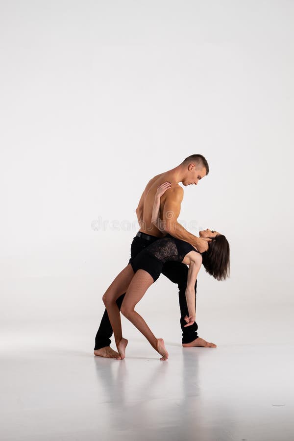 Duo of Two Dancers Showing Pose, Isolated on White Stock Image - Image ...