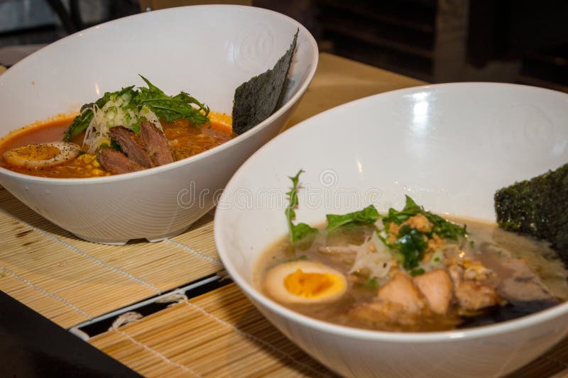 Duo of Two Different Ramen stock image. Image of ramen - 290299959