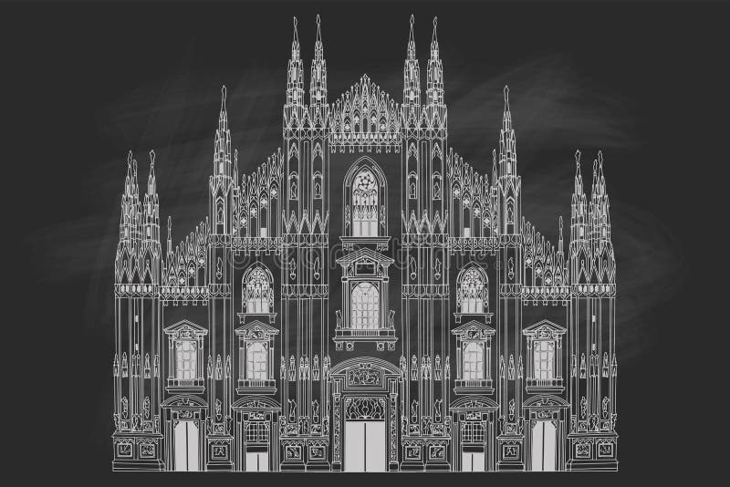 Duomo Cathedral in Milan, Italy - Drawing Effect Stock Illustration ...
