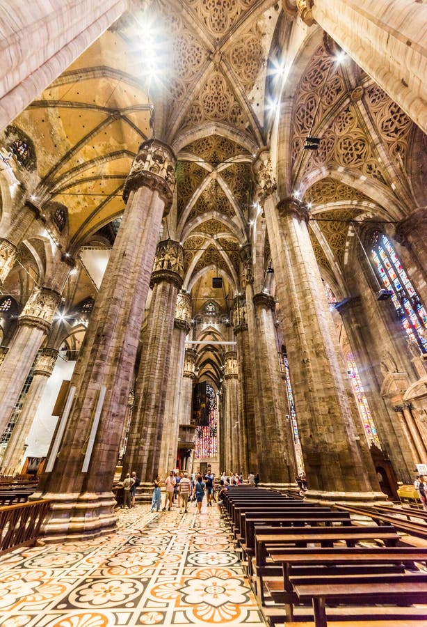 Duomo Di Milano Cathedral Interior View in Duomo Square. Milano, Italy ...
