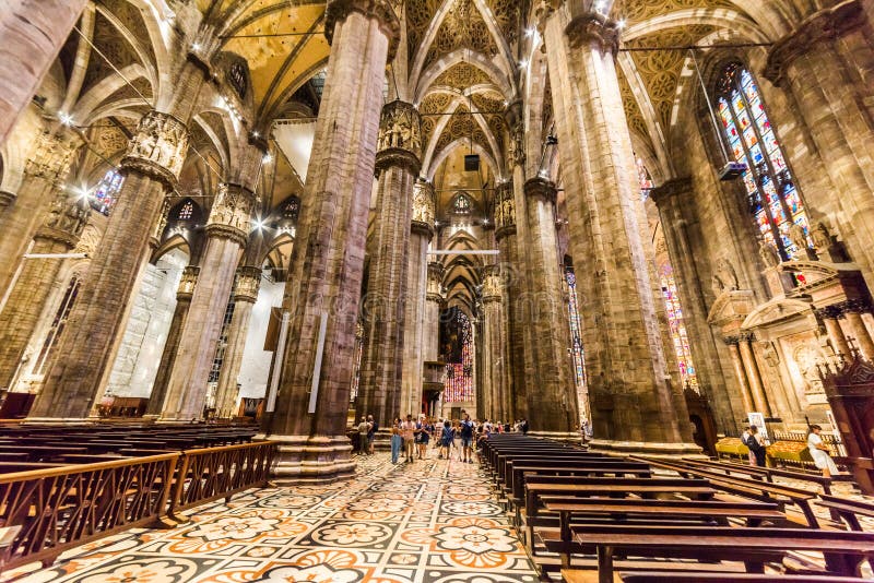 Duomo Di Milano Cathedral Interior View in Duomo Square. Milano, Italy ...