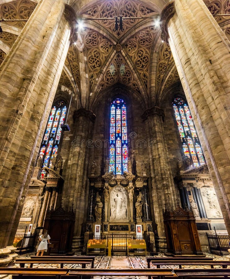 Duomo Di Milano Cathedral Interior View in Duomo Square. Milano, Italy ...