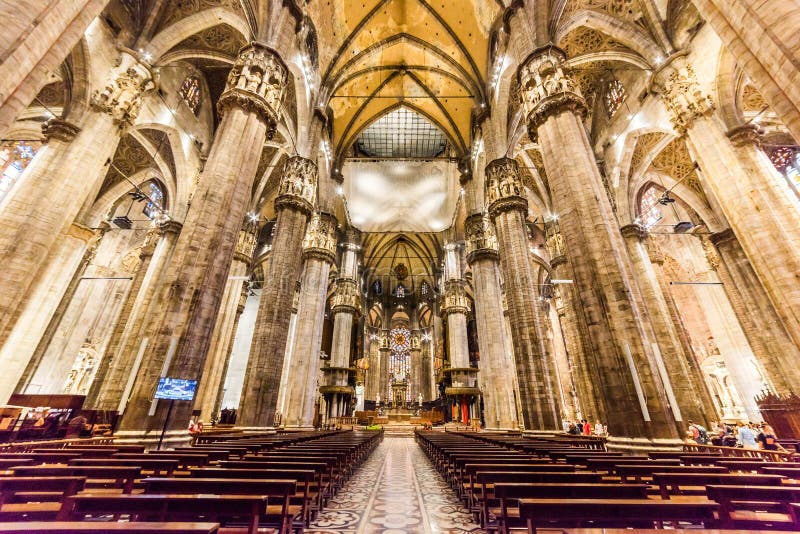 Duomo Di Milano Cathedral Interior View in Duomo Square. Milano, Italy ...