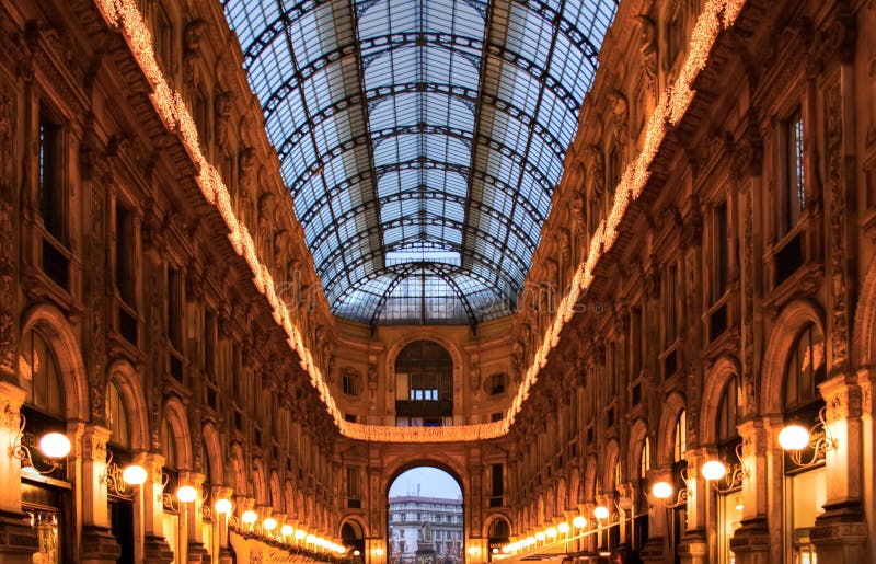 Duomo Milano Galleria stock image. Image of light, dome - 14400587