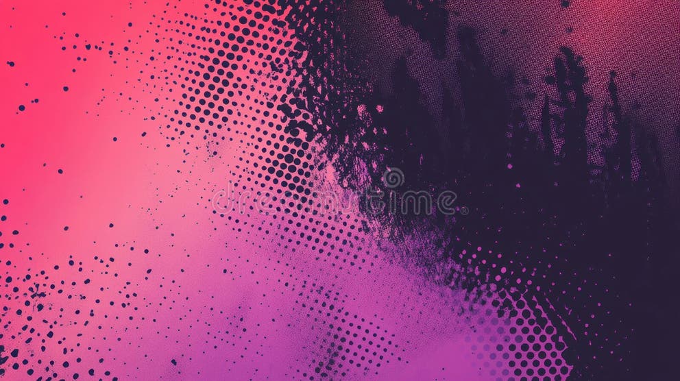 Duotone Halftone Texture Pattern in Synthwave Gradient Design Stock ...