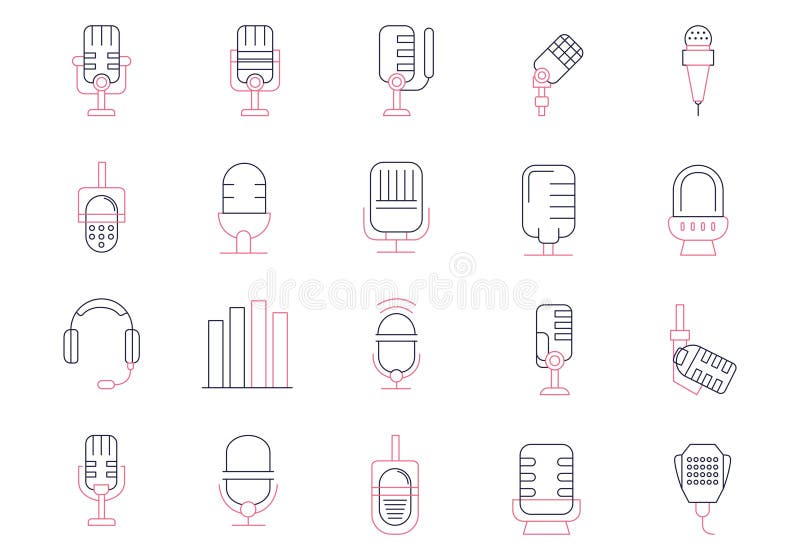 Duotone Microphone Design Element Set Stock Illustration - Illustration ...