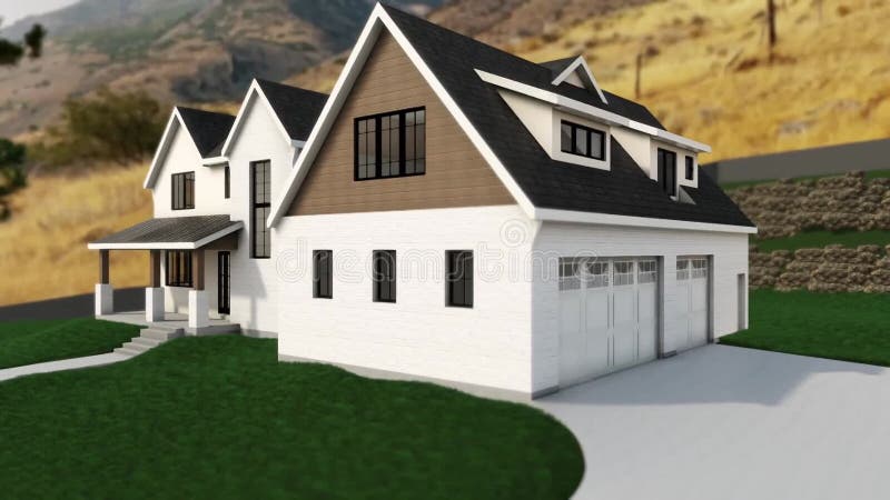 Duplex Building Exterior Design 3d Visualization. White Residential ...