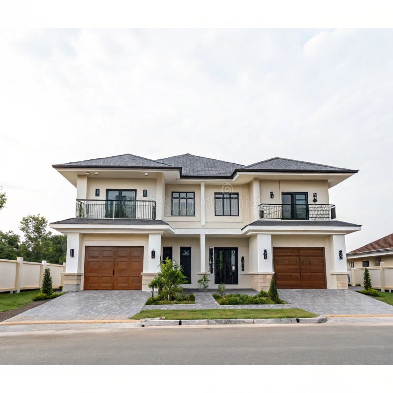 Duplex House Isolated on Transparent Background Stock Illustration ...