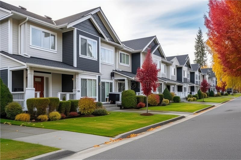A Duplex House with Side by Side Entrances Stock Photo - Image of side ...