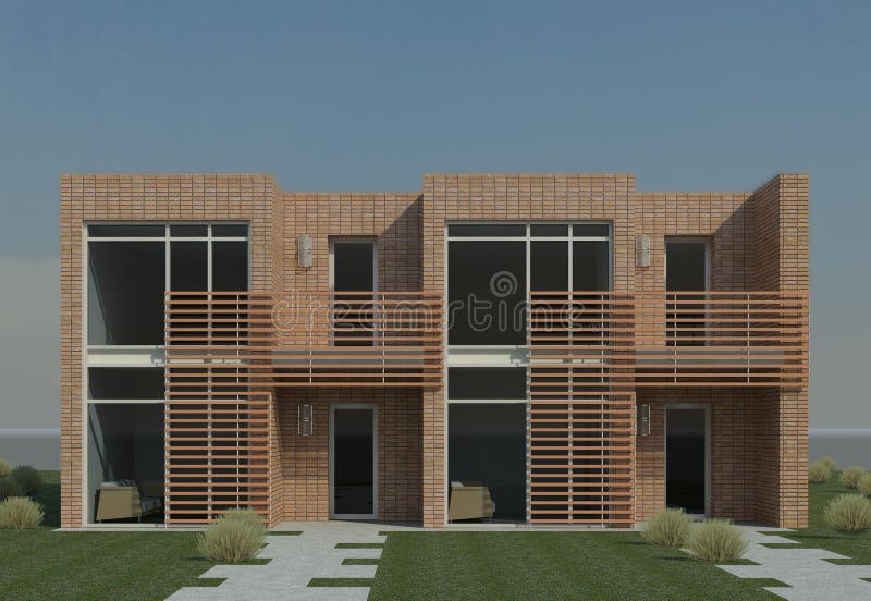 Duplex moderno ilustração stock. Ilustração de arquiteto - 16335512