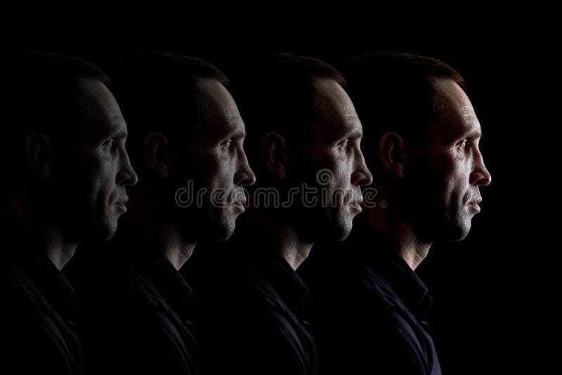 Duplicate Portrait of a Brutal Person the Concept of a Repeating Face ...