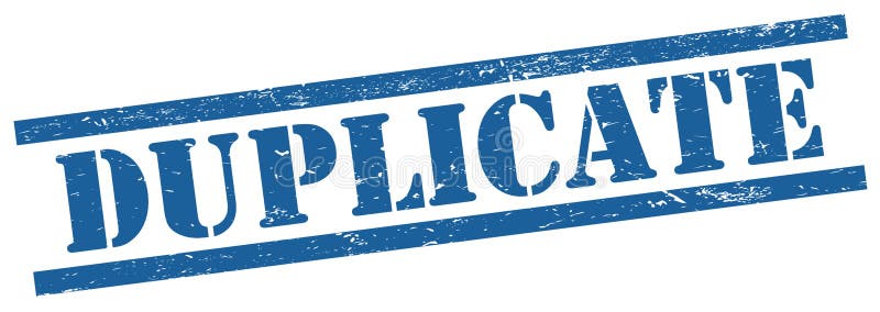 DUPLICATE Text on Blue Grungy Rectangle Stamp Stock Illustration ...