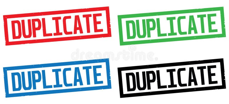 DUPLICATE Text, on Rectangle Border Stamp Sign. Stock Illustration ...