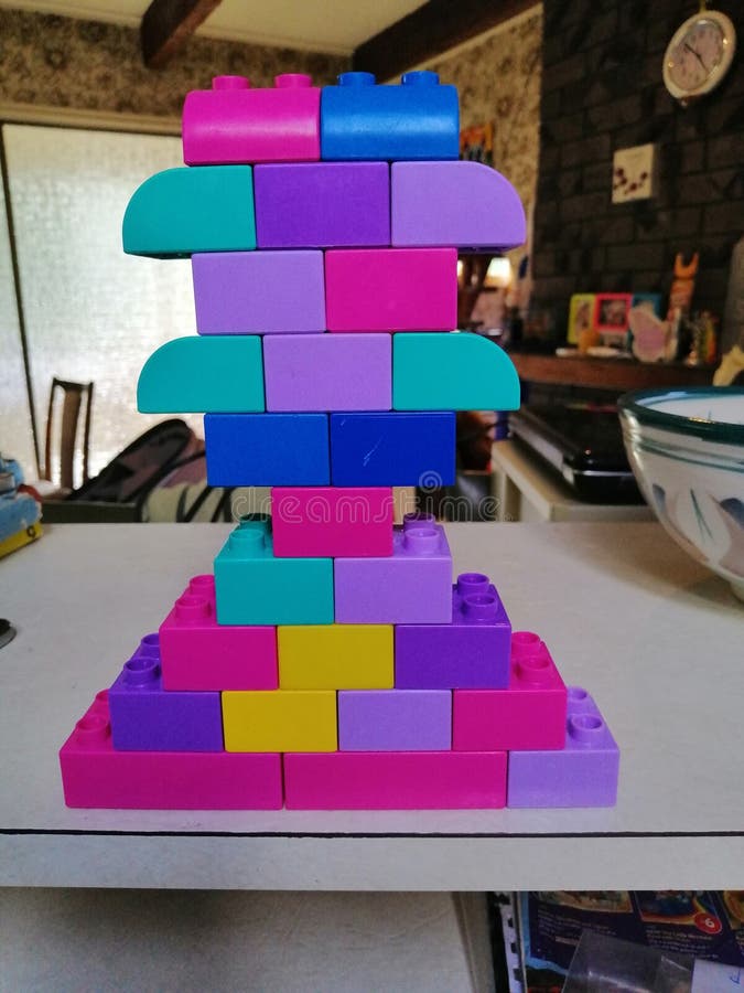 Duplo Blocks Made into Tower Stock Photo - Image of blocks, bychild ...