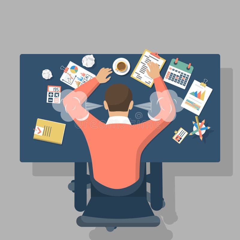 Dur labeur accablé illustration de vecteur. Illustration du bureau ...