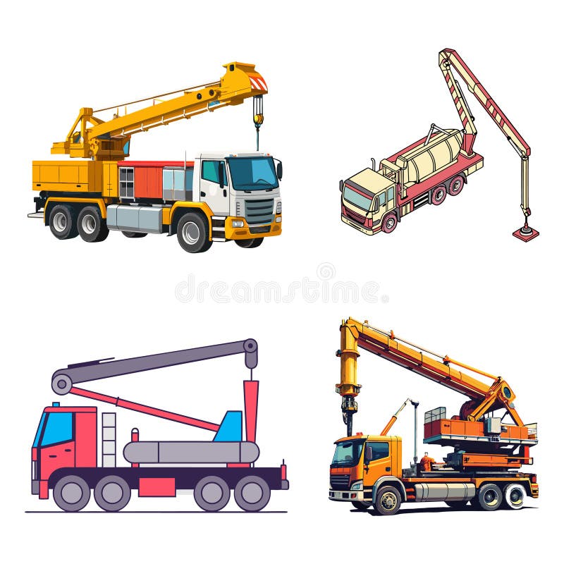 Durable Concrete Boom Pumps for Efficient Pouring. Stock Illustration ...