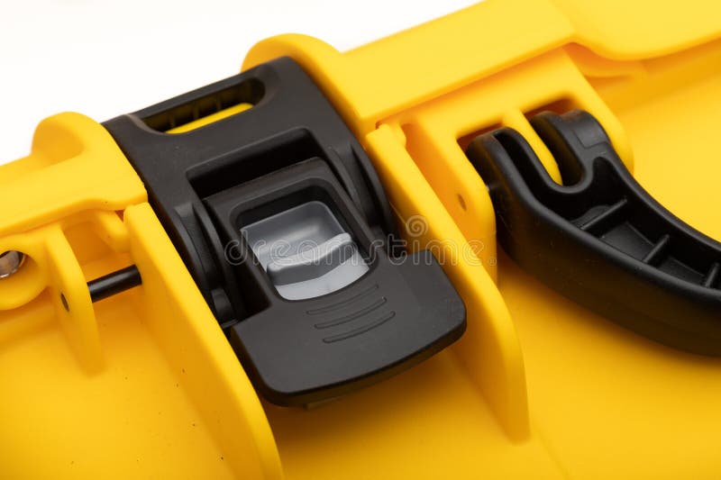 Durable Locking Latch on Yellow Plastic Equipment Carrying Box Stock ...