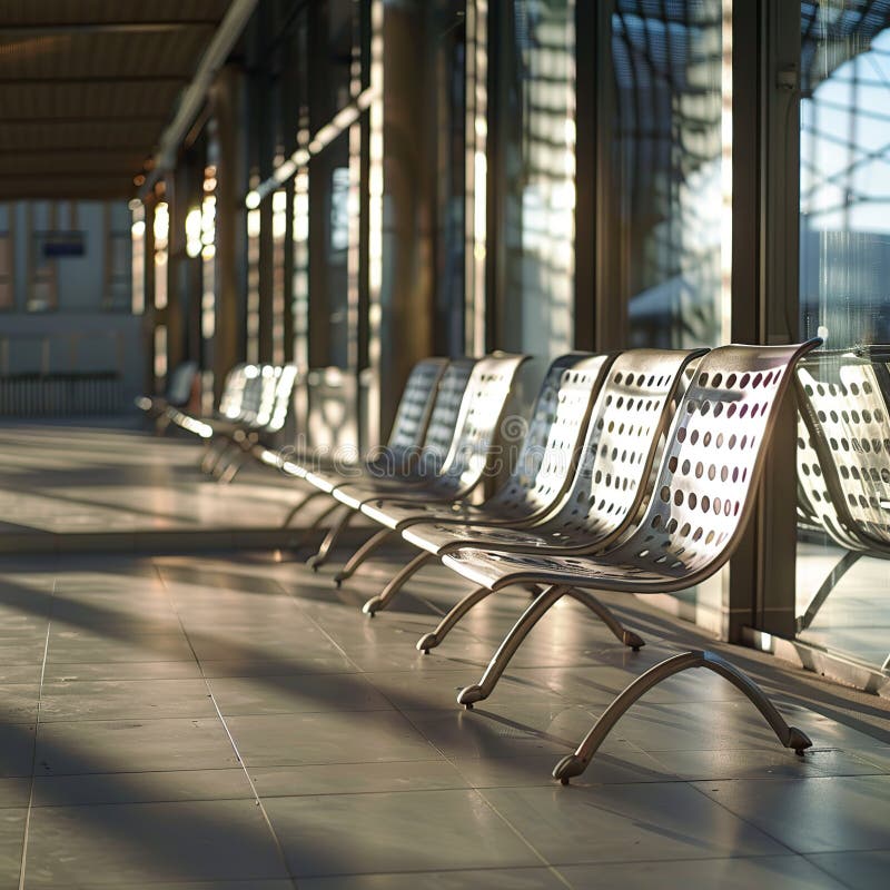Durable Metal Chairs in the Waiting Room of a Train Station with ...