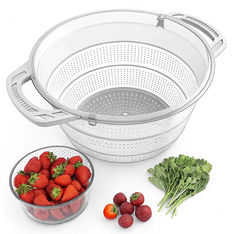 Plastic Colander with Folding Handles Stock Illustration - Illustration ...