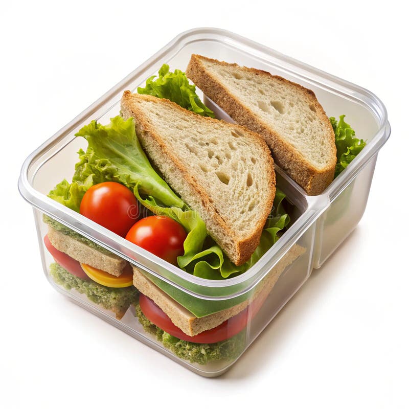 Plastic Reusable Sandwich Box with Built-in Divider Stock Illustration ...