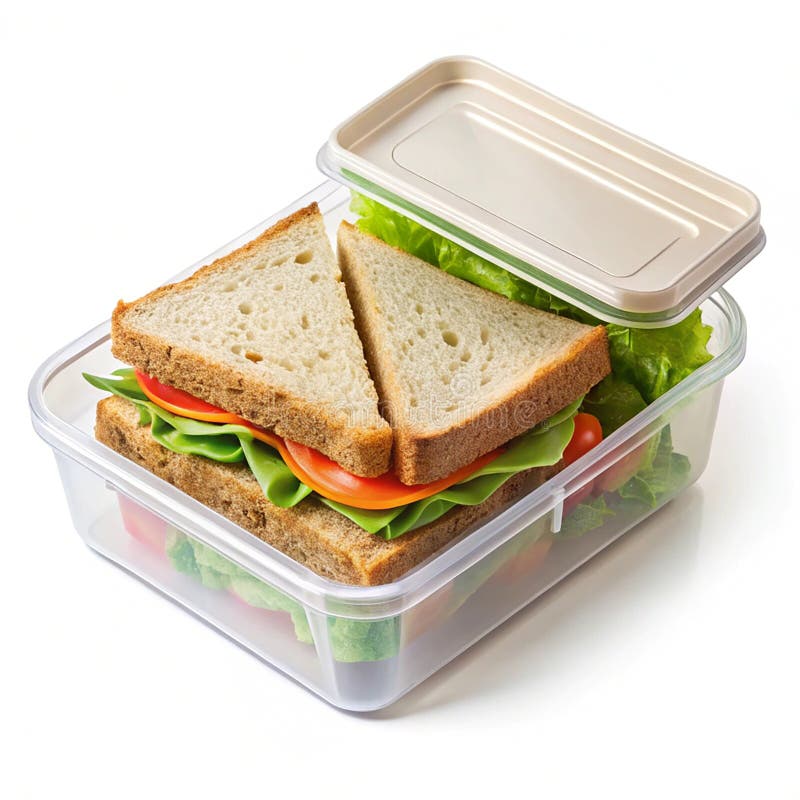 Plastic Reusable Sandwich Box with Built-in Divider Stock Illustration ...