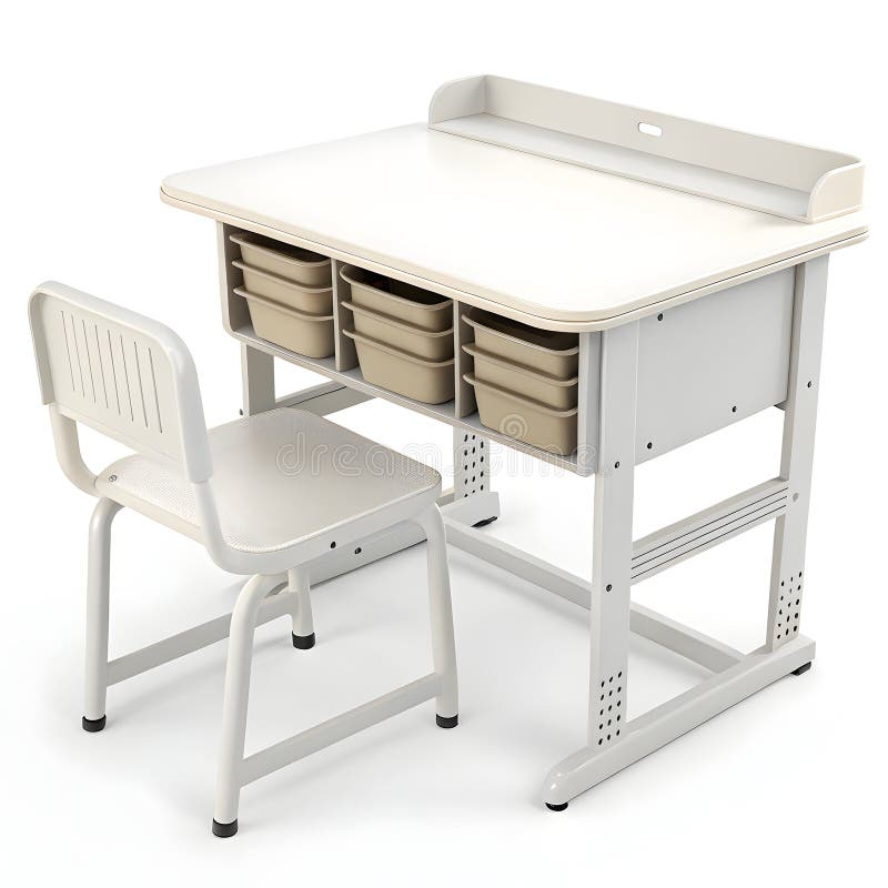 Plastic School Desk Isolated on White Background Stock Illustration ...