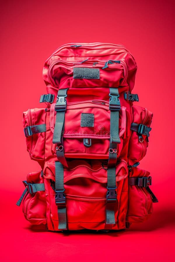 Durable Red Outdoor Hiking Backpack with Multiple Compartments on ...