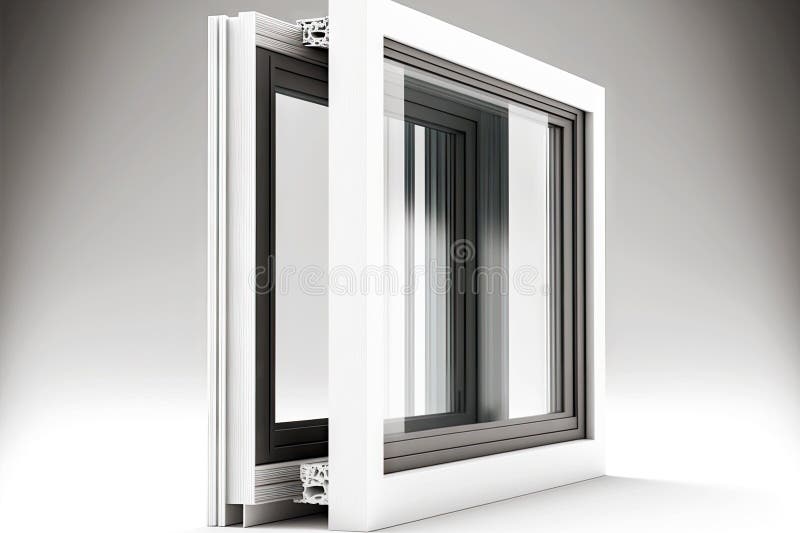 Durable Thick Plastic Windows Profile with Four Glasses on White ...