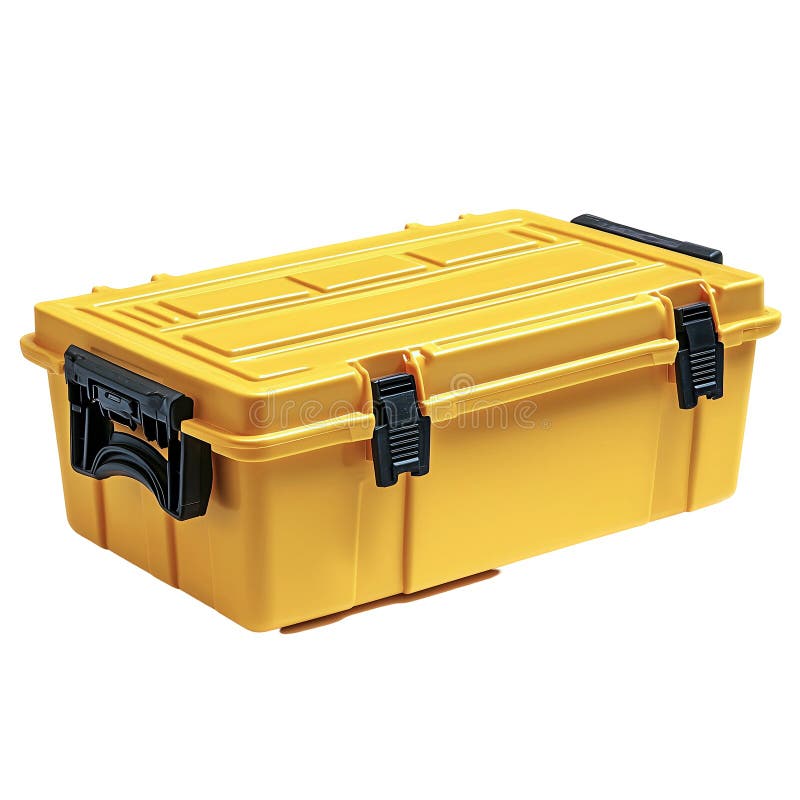 Durable Yellow Plastic Storage Container Box Bin Case Safe Stock ...