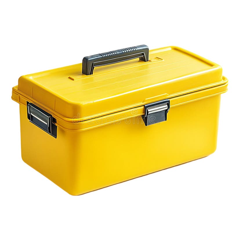 Yellow Plastic Storage Tool Box Container Case Work Duty Isolated on ...