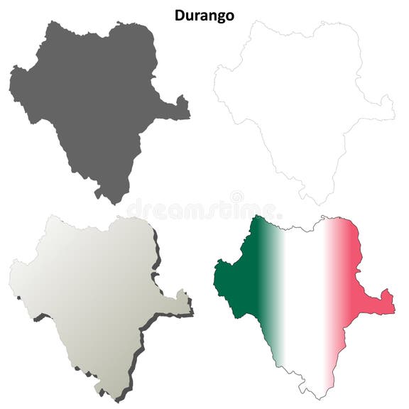 Durango Blank Outline Map Set Stock Vector - Illustration of mexico ...