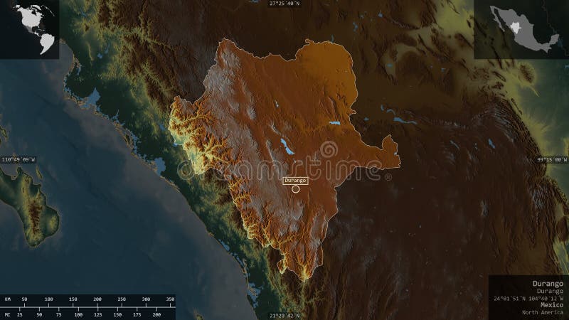 Durango, Mexico - Composition. Relief Stock Illustration - Illustration ...