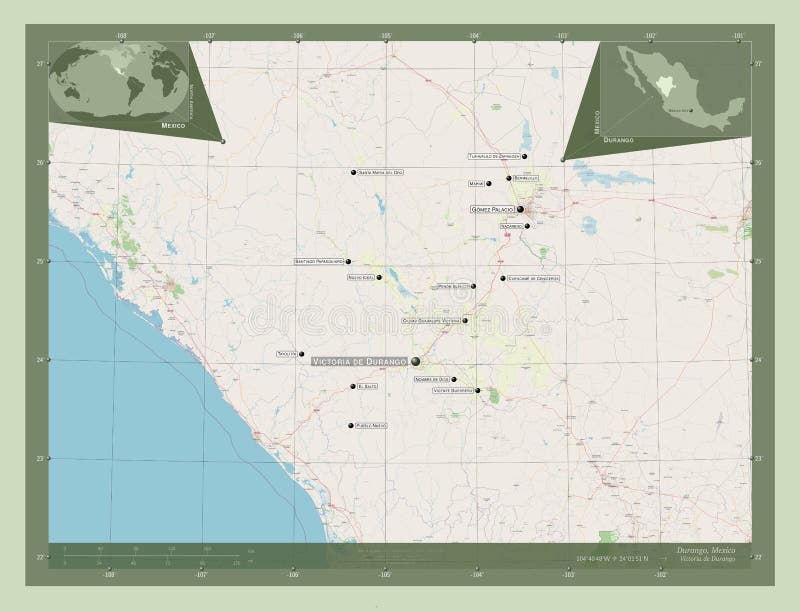 Durango Outline Map Mexico State Stock Vector - Illustration of ...
