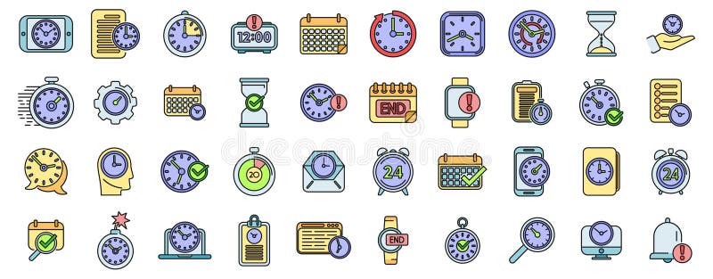 Duration Icons Set Vector Color Line Stock Vector - Illustration of ...