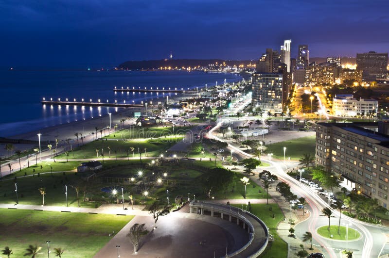 Durban coastline night editorial stock photo. Image of downtown - 27202443