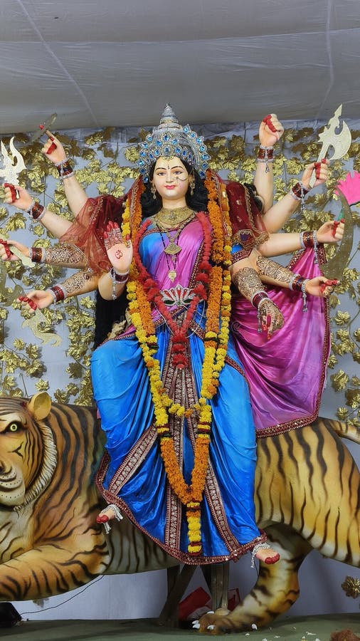 Durga Devi, Goddess Idol for Navratri Puja. Stock Image - Image of ...