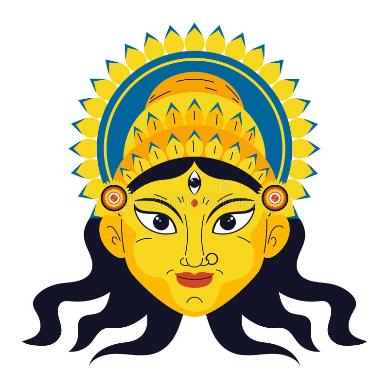Durga Face Festival Navratri Stock Vector - Illustration of isolated ...