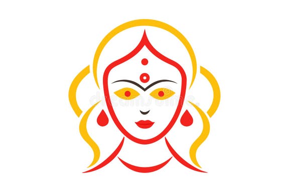 Durga Face Line Art Vector Illustration Stock Illustration ...