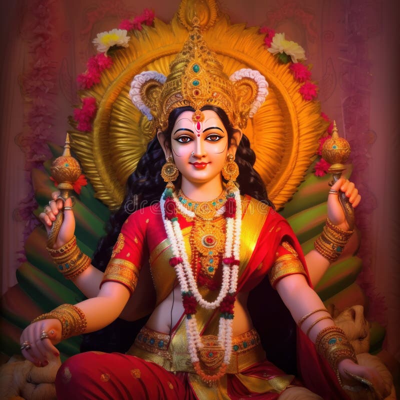 Indian Goddess Laxmi Generative AI Stock Illustration - Illustration of goddess, puja: 276332418