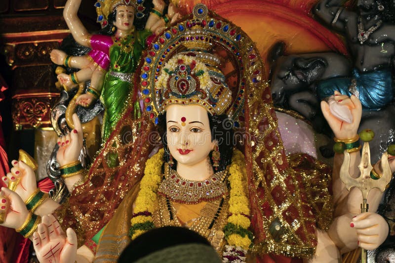 Durga Idol during Durga Puja Navratri Stock Photo - Image of ...